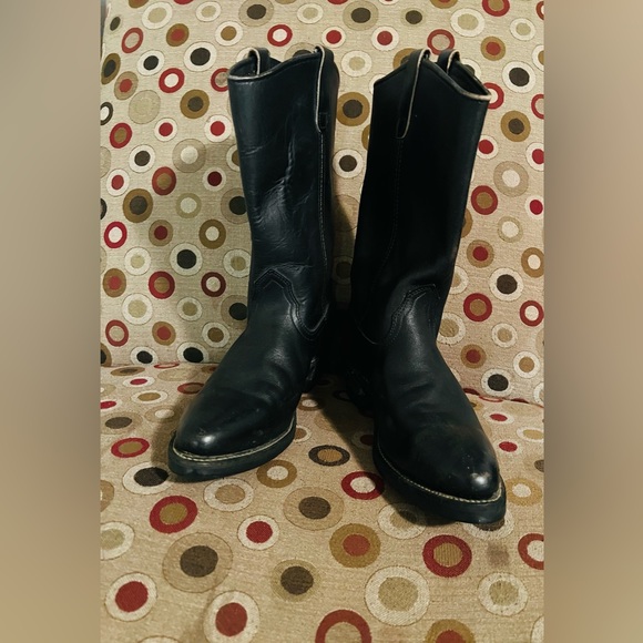 Mason | Shoes | Mason Western Mens Western Black Leather Cowboy Biker ...
